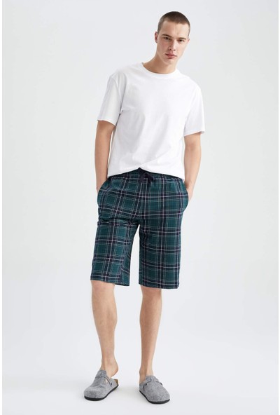 DeFacto Regular Fit Kare Desenli Şort U6079AZ22SP