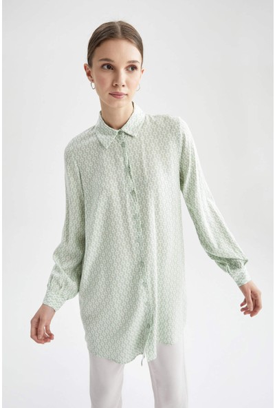 DeFacto Relax Fit Çiçek Desenli Viskon Gömlek Tunik X1332AZ22SP DeFacto Relax Fit Çiçek Desenli Viskon Gömlek Tunik X1332AZ22SP