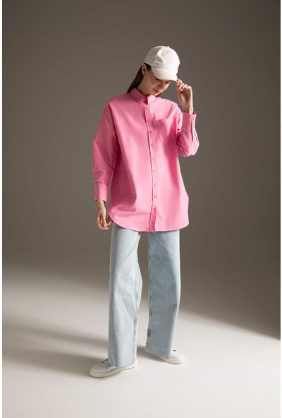 DeFacto Relax Fit Uzun Kollu Poplin Gömlek Tunik W8610AZ22SP