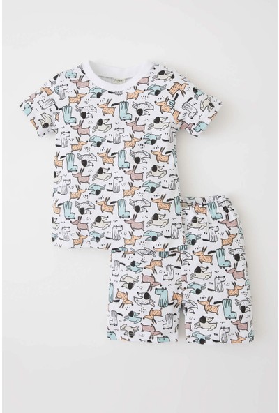 DeFacto Erkek Bebek Hayvan Desenli Pamuklu Kısa Kollu Şortlu Pijama Takım Y0909A222SM DeFacto Erkek Bebek Hayvan Desenli Pamuklu Kısa Kollu Şortlu Pijama Takım Y0909A222SM