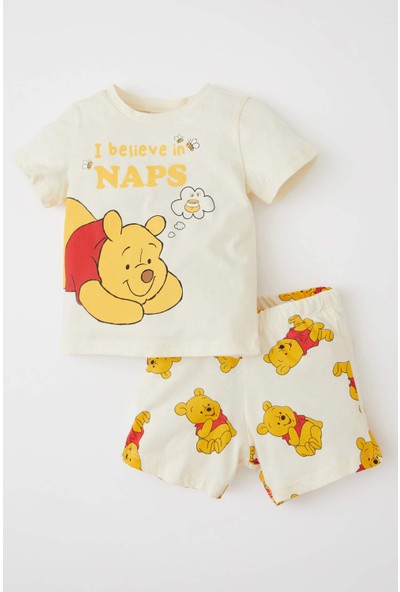 DeFacto Erkek Bebek Winnie The Pooh Lisanslı Regular Fit Pamuklu Kısa Kollu Tişört Şort Pijama Takım X8886A222SM DeFacto Erkek Bebek Winnie The Pooh Lisanslı Regular Fit Pamuklu Kısa Kollu Tişört Şort Pijama Takım X8886A222SM