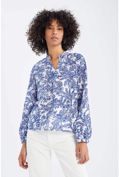 DeFacto Oversize Fit Çiçek Desenli Uzun Kollu Bluz X7055AZ22SM DeFacto Oversize Fit Çiçek Desenli Uzun Kollu Bluz X7055AZ22SM