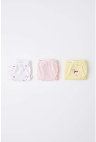 DeFacto Kız Çocuk Desenli 3'lü Pamuklu Külot Slip X0840A622SM