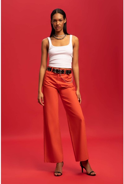 DeFacto Geniş Paça Yüksek Bel Pantolon V3391AZ22SM