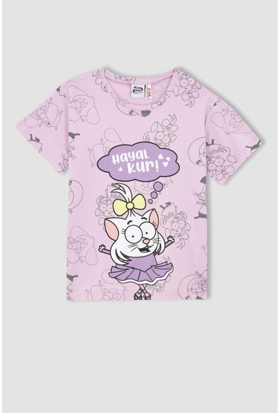 DeFacto Kız Çocuk Kral Şakir Lisanslı Regular Fit Kısa Kollu Tişört X0411A622SM