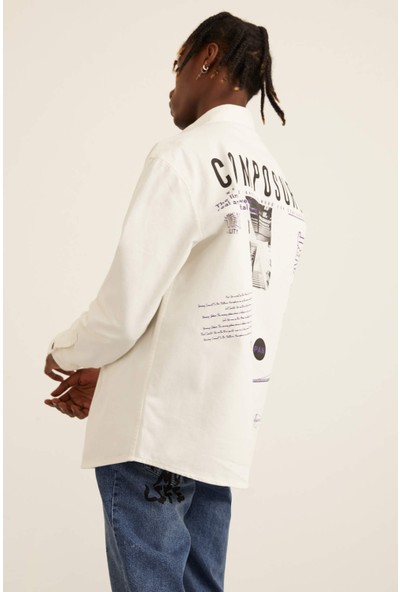 DeFacto Relax Fit Sırt Baskılı Jean Gömlek X0909AZ22SP