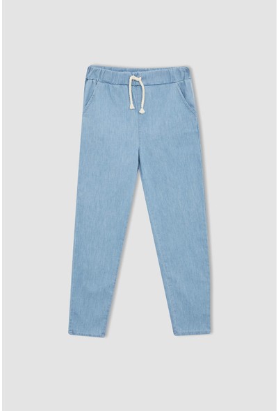 DeFacto Kız Çocuk Straight Fit Esnek Belli Jean Pantolon T2814A622SM