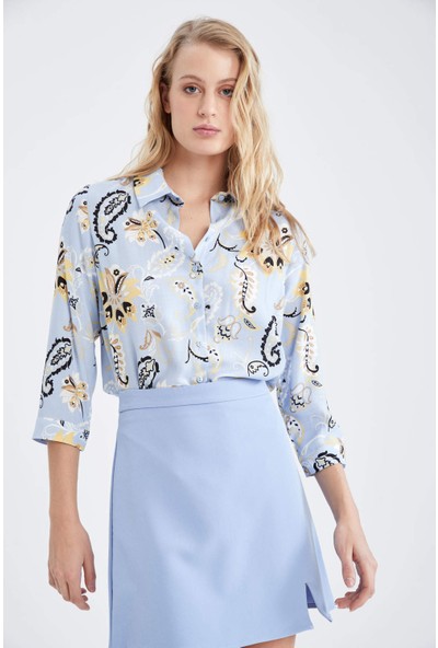 DeFacto Regular Fit Desenli Uzun Kollu Gömlek U3684AZ22SM