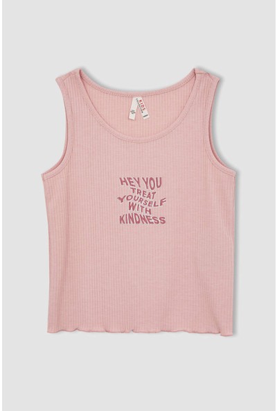 DeFacto Kız Çocuk Slim Fit Baskılı Fitilli Kaşkorse Atlet X0449A622HS DeFacto Kız Çocuk Slim Fit Baskılı Fitilli Kaşkorse Atlet X0449A622HS