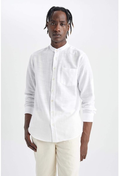 Defacto Regular Fit Hakim Yaka Uzun Kollu Gömlek U3822AZ21SM