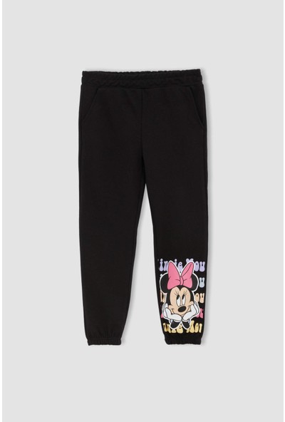 DeFacto Kız Çocuk Disney Mickey & Minnie Lisanslı Geri Dönüşüm Jogger Standart Fit Eşofman Alt W9998A622SP