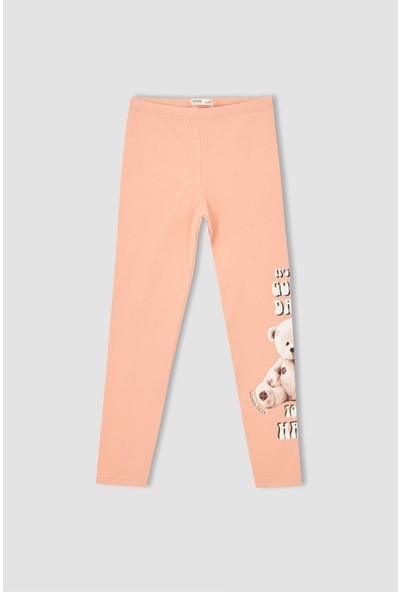 DeFacto Kız Çocuk Slim Fit Ayıcık Baskılı Uzun Tayt X0018A622SP