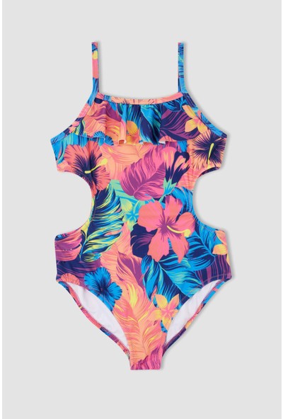 DeFacto Kız Çocuk Çiçek Desenli Askılı Mayo W7357A622SM