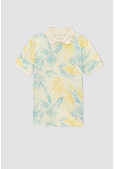 DeFacto Erkek Çocuk Regular Floral Desenli Fit Kısa Kollu Polo Tişört W9044A622SP