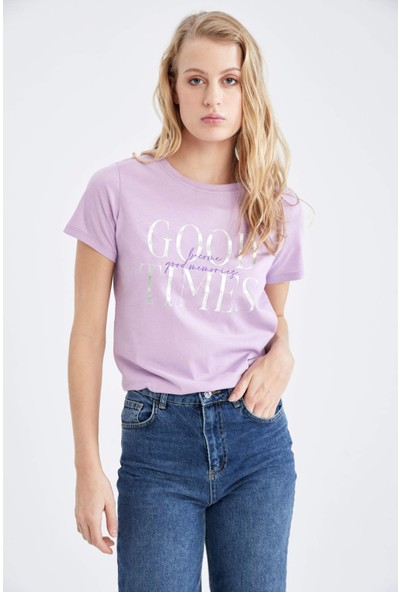 DeFacto Regular Fit Varak Baskılı Kısa Kollu Tişört X6647AZ22SM DeFacto Regular Fit Varak Baskılı Kısa Kollu Tişört X6647AZ22SM