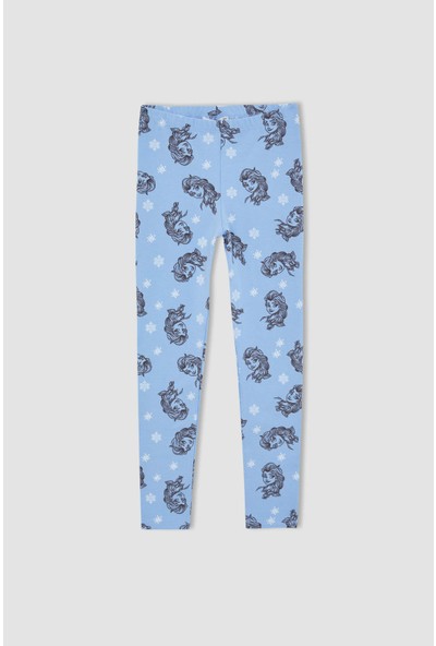 DeFacto Kız Çocuk Slim Fit Unicorn Baskılı Uzun Tayt W7049A622SP