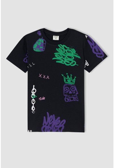 DeFacto Erkek Çocuk Regular Fit Desenli Kısa Kollu Pamuklu Penye Tişört X4092A622SP DeFacto Erkek Çocuk Regular Fit Desenli Kısa Kollu Pamuklu Penye Tişört X4092A622SP