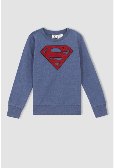 DeFacto Erkek Çocuk Superman Lisanslı Regular Fit Lisanslı Bisiklet Yaka Sweatshirt V8835A622SP