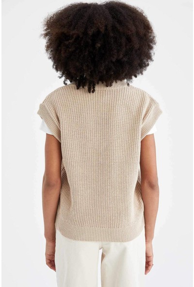 DeFacto Regular Fit V Yaka Selanik Örgüsü Süveter S0375AZ22SP