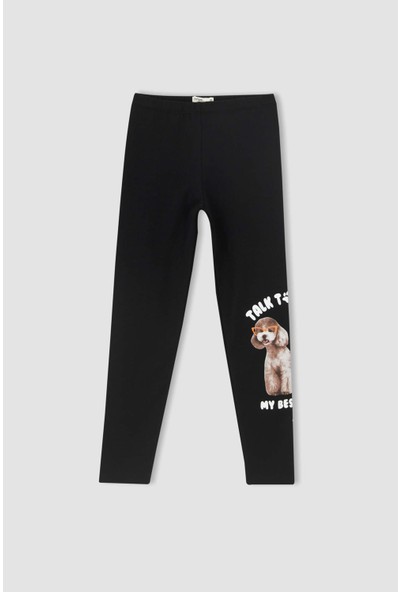 DeFacto Kız Çocuk Slim Fit Köpek Baskılı Uzun Tayt X0020A622SP