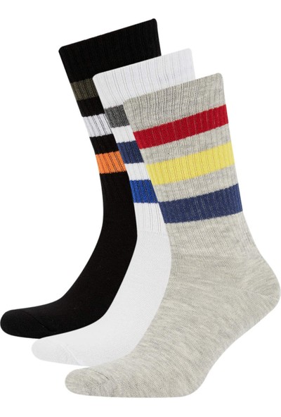 DeFacto Erkek Pamuklu 3'lü Uzun Kolej Çorap W8123AZNS