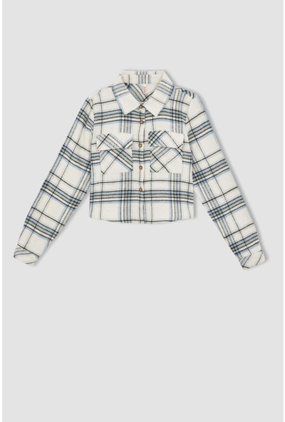 DeFacto Kız Çocuk Kare Desenli Crop Uzun Kollu Flanel Gömlek W7880A622SP DeFacto Kız Çocuk Kare Desenli Crop Uzun Kollu Flanel Gömlek W7880A622SP