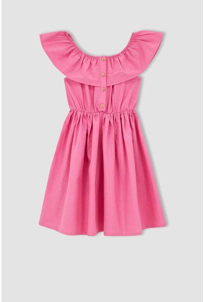 DeFacto Kız Çocuk Esnek Carmen Yaka Kısa Kolsuz Poplin Elbise W7763A622SM DeFacto Kız Çocuk Esnek Carmen Yaka Kısa Kolsuz Poplin Elbise W7763A622SM