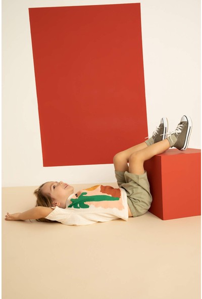 DeFacto Erkek Bebek Oversize Fit Baskılı Pamuklu Kısa Kollu Tişört Ve Şort Takım X6231A222SM DeFacto Erkek Bebek Oversize Fit Baskılı Pamuklu Kısa Kollu Tişört Ve Şort Takım X6231A222SM