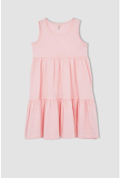 DeFacto Kız Çocuk Regular Fit Bisiklet Yaka Kolsuz Pamuklu Elbise W7758A622SM