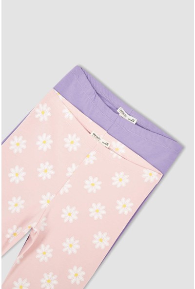 DeFacto Kız Çocuk Çiçek Desenli 2'li Tayt X5041A622SP