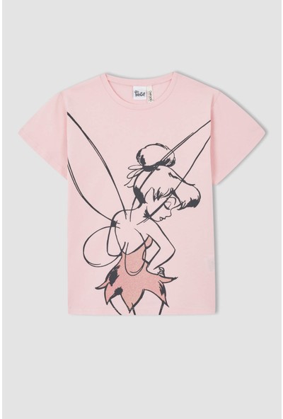 DeFacto Kız Çocuk Tinker Bell Lisanslı Regular Fit Kısa Kollu Tişört X1441A622SM
