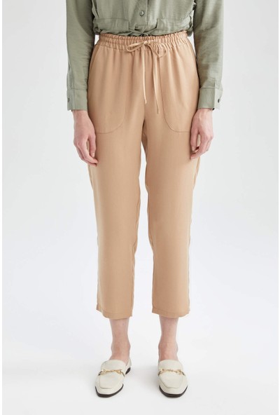 DeFacto Harem Esnek Belli Cepli Düz Paça Lyocell Pantolon X9158AZ22HS