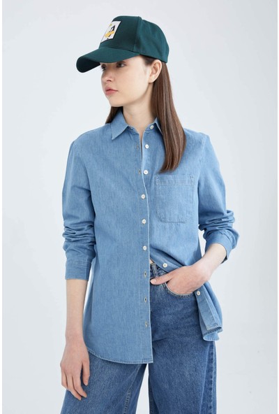 DeFacto Relax Fit Uzun Kollu Jean Gömlek X3846AZ22SM