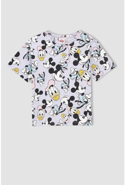 DeFacto Kız Çocuk Mickey Mouse Lisanslı Regular Fit Kısa Kollu Tişört W8429A622SM