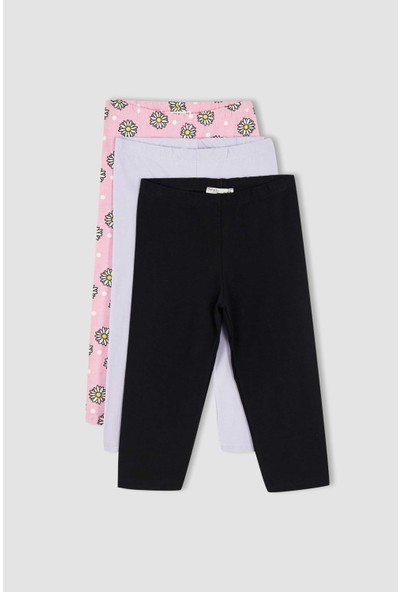 DeFacto Kız Çocuk Slim Fit Çiçek Desenli 3'lü Kapri Boy Tayt X5031A622SP DeFacto Kız Çocuk Slim Fit Çiçek Desenli 3'lü Kapri Boy Tayt X5031A622SP
