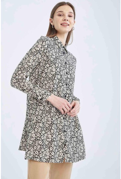 DeFacto Regular Fit Çiçek Desenli Uzun Kollu Gömlek Tunik X3321AZ22SM DeFacto Regular Fit Çiçek Desenli Uzun Kollu Gömlek Tunik X3321AZ22SM