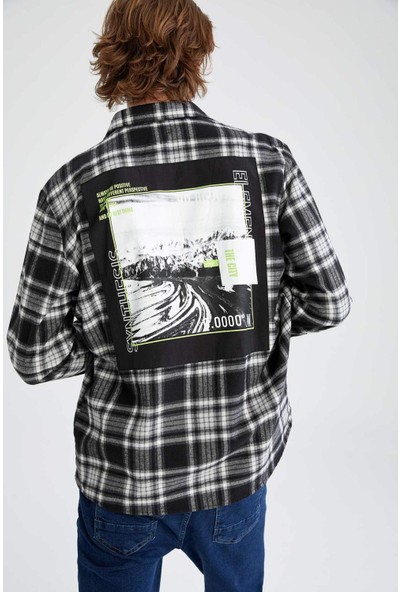 DeFacto Coool Regular Fit Sırt Baskılı Uzun Kollu Flanel Gömlek W9329AZ22SP DeFacto Coool Regular Fit Sırt Baskılı Uzun Kollu Flanel Gömlek W9329AZ22SP