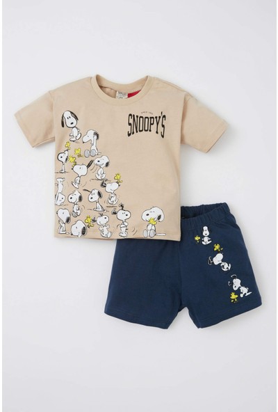 DeFacto Erkek Bebek Snoopy Lisanslı Regular Fit Pamuklu Kısa Kollu Tişört Şort Takım X3554A222SM DeFacto Erkek Bebek Snoopy Lisanslı Regular Fit Pamuklu Kısa Kollu Tişört Şort Takım X3554A222SM