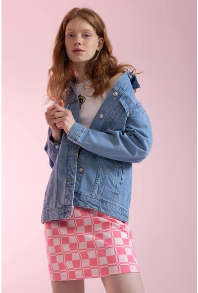 DeFacto Oversize Fit Cepli Jean Ceket X3837AZ22SM DeFacto Oversize Fit Cepli Jean Ceket X3837AZ22SM