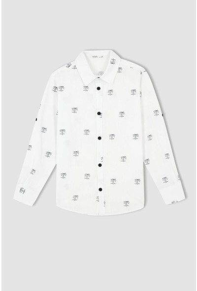 DeFacto Erkek Çocuk Regular Fit Desenli Uzun Kollu Pamuklu Gömlek W9467A622SM