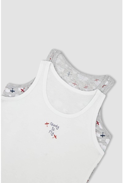 DeFacto Erkek Çocuk Regular Fit Desenli Pamuklu 2'li Atlet X1996A622SM