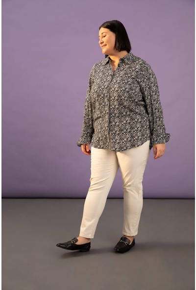 DeFacto Büyük Beden Mom Fit Gabardin Pantolon X5540AZ22SP