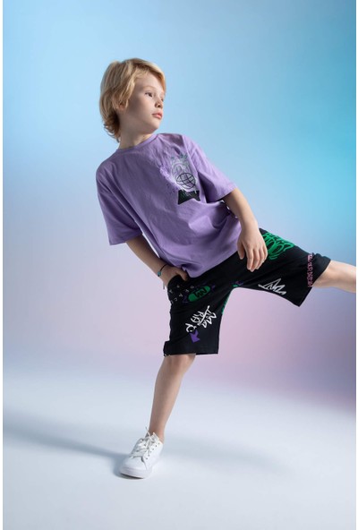 DeFacto rkek Çocuk Regular Fit Desenli Esnek Belli Bermuda Şort X4093A622SP DeFacto rkek Çocuk Regular Fit Desenli Esnek Belli Bermuda Şort X4093A622SP