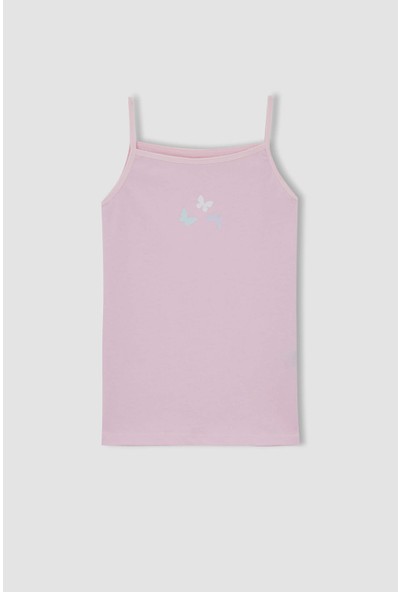 DeFacto Kız Çocuk Kelebek Desenli Askılı 2'li Pamuklu Atlet X0851A622SP