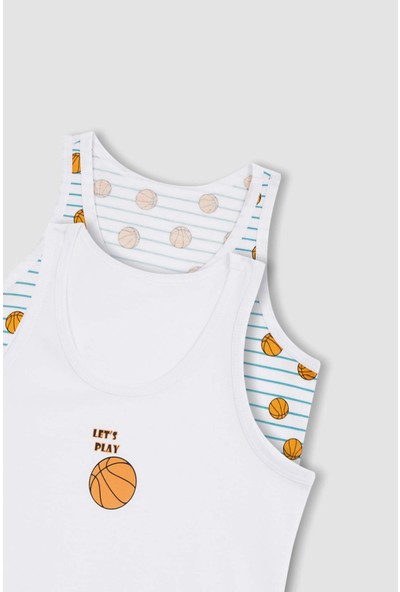 DeFacto Erkek Çocuk Regular Fit Basketbol Topu Desenli Pamuklu 2'li Atlet X0802A622SM