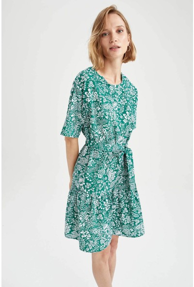 DeFacto A Kesim Bisiklet Yaka Kısa Kollu Elbise W4116AZ21HS