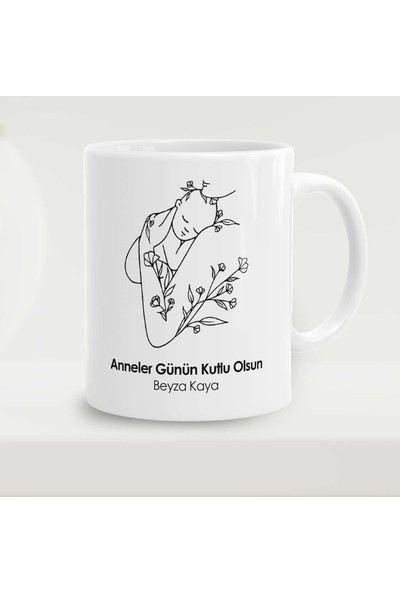 Hediyegman Anneler Gününe Özel Karakalem Çizim Tasarımlı Baskılı Kupa Bardak Hediyegman Anneler Gününe Özel Karakalem Çizim Tasarımlı Baskılı Kupa Bardak
