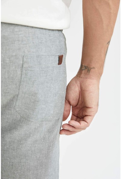 DeFacto Regular Fit Bağcıklı Keten Bermuda Şort W3993Az21Sm