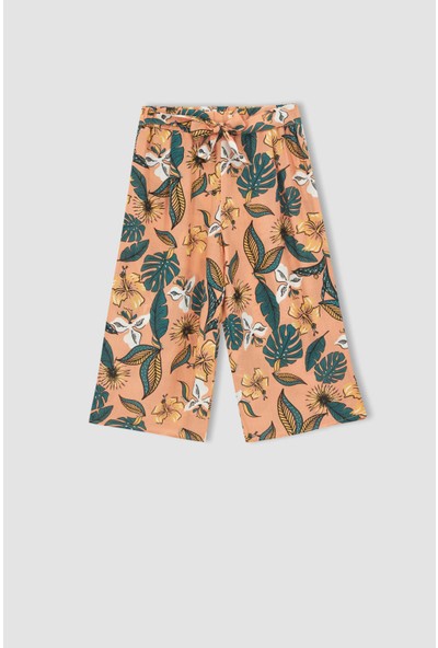 DeFacto Kız Çocuk Desenli Culotte Fit Crop Fit Pantolon X7666A622SM