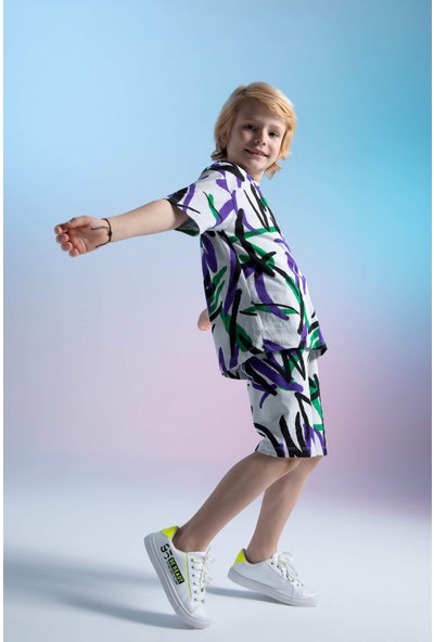 DeFacto Erkek Çocuk Desenli Esnek Belli Bermuda Şort X4095A622SP